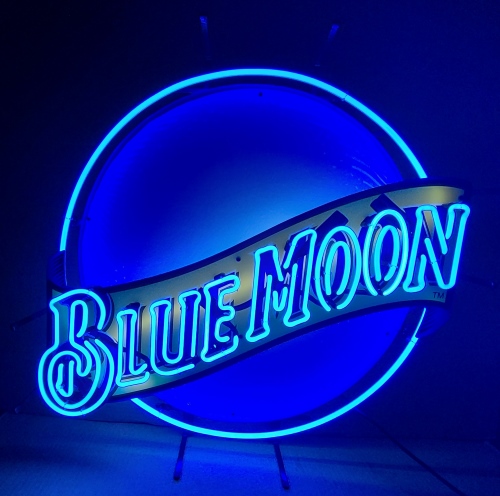 Blue Moon Beer Neon Sign Panel