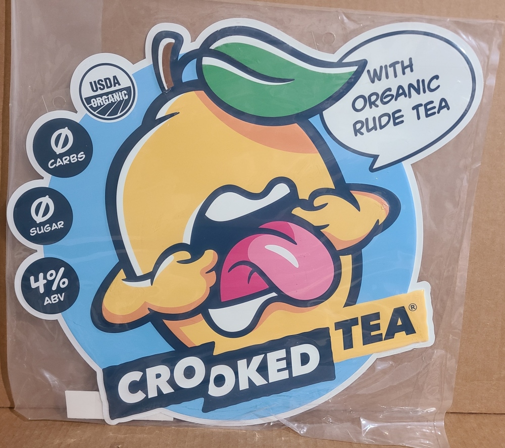 Crooked Tea Tin Sign